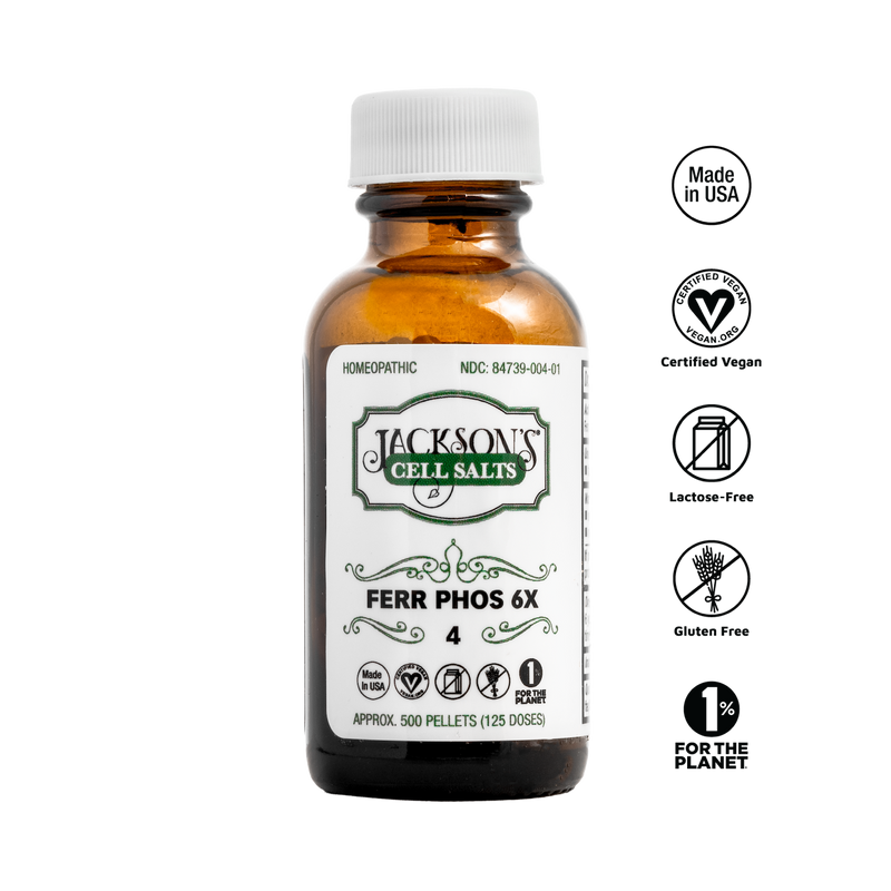 #4 Ferr phos 6X (Ferrum phosphate)- Certified Vegan, Lactose-Free Cell